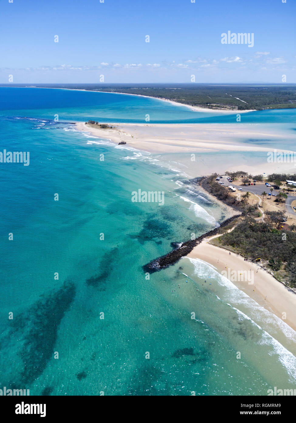 Aerial of the coastal community of Elliot Heads Queensland Australia ...