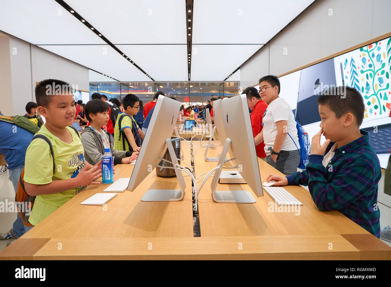 HONG KONG - CIRCA NOVEMBER, 2016: inside Apple store. Apple is an ...
