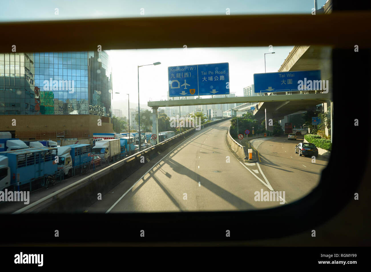 HONG KONG - CIRCA NOVEMBER, 2016: view from upper deck of double-decker ...