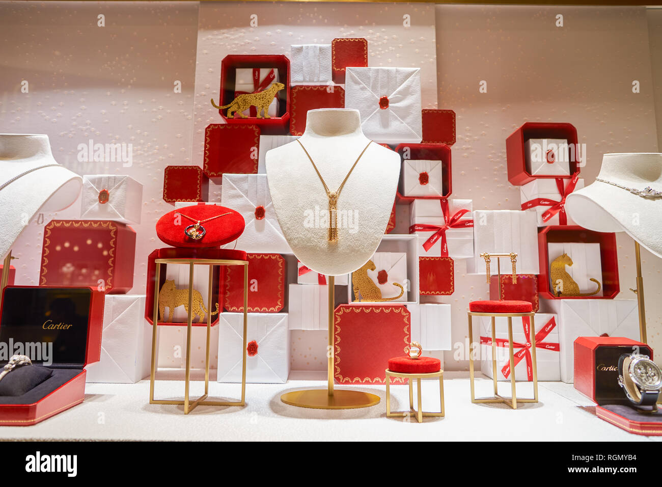 HONG KONG - CIRCA NOVEMBER, 2016: a display window in a Cartier store ...