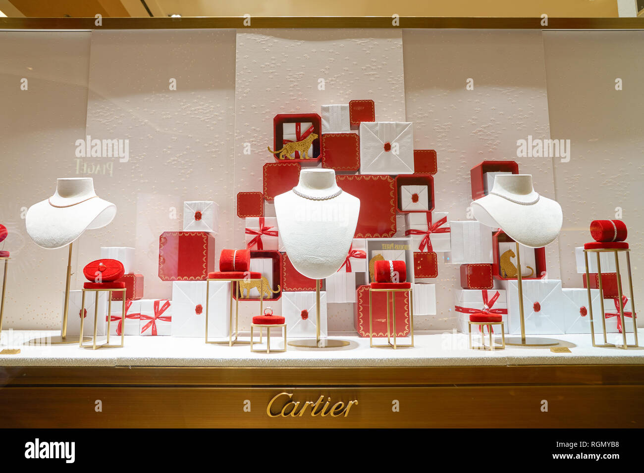 HONG KONG - CIRCA NOVEMBER, 2016: a display window in a Cartier store ...