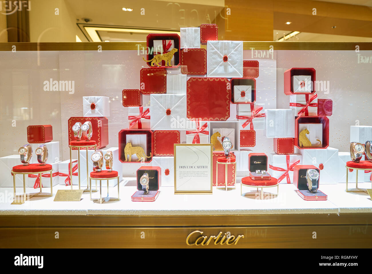 HONG KONG - CIRCA NOVEMBER, 2016: a display window in a Cartier store ...