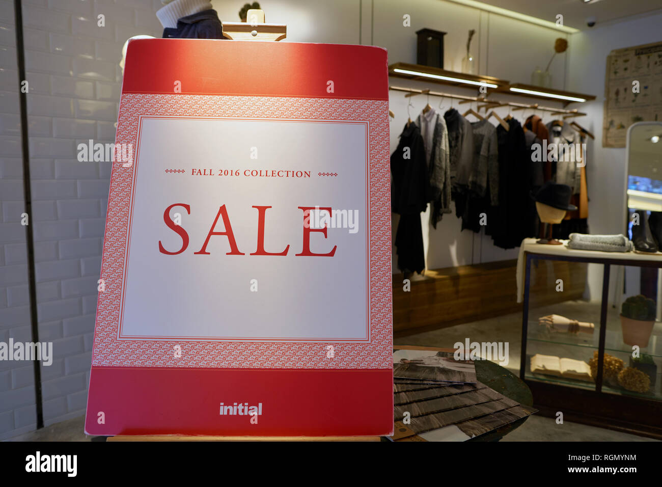 HONG KONG - CIRCA NOVEMBER, 2016: sale at initial store in Hong Kong ...