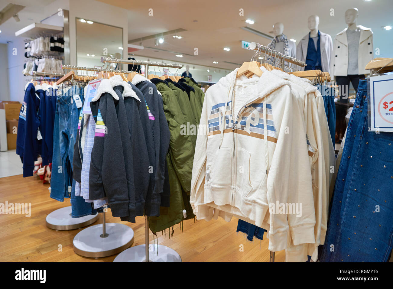HONG KONG - CIRCA NOVEMBER, 2016: inside a GAP store in Hong Kong ...