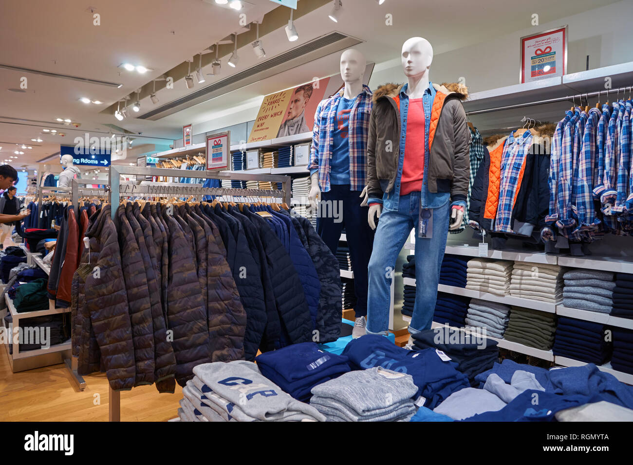 HONG KONG - CIRCA NOVEMBER, 2016: inside a GAP store in Hong Kong ...