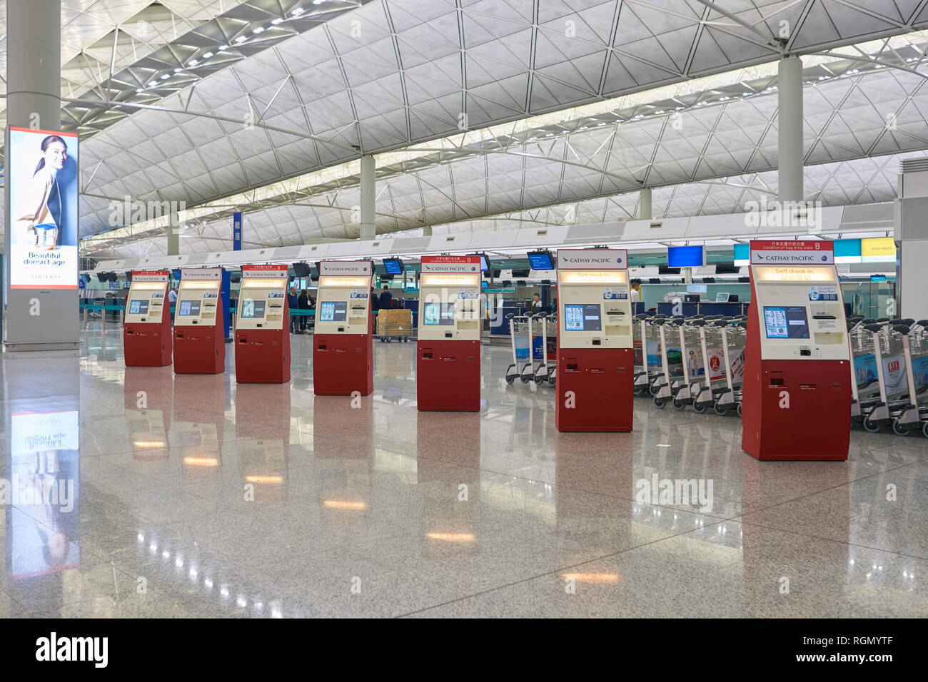 HONG KONG - CIRCA NOVEMBER, 2016: self check-in kiosks at Hong Kong ...