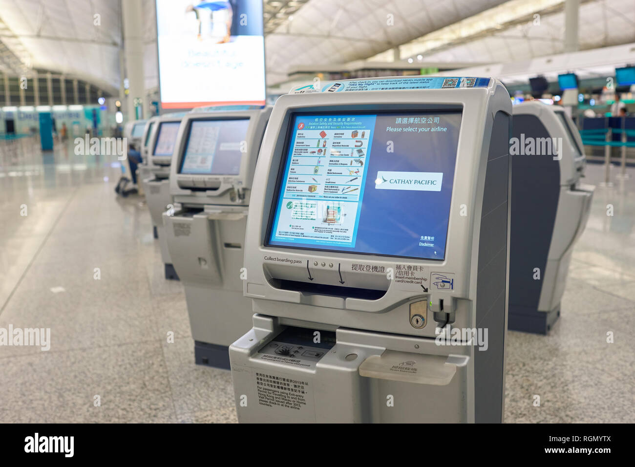 HONG KONG - CIRCA NOVEMBER, 2016: self check-in kiosks at Hong Kong ...