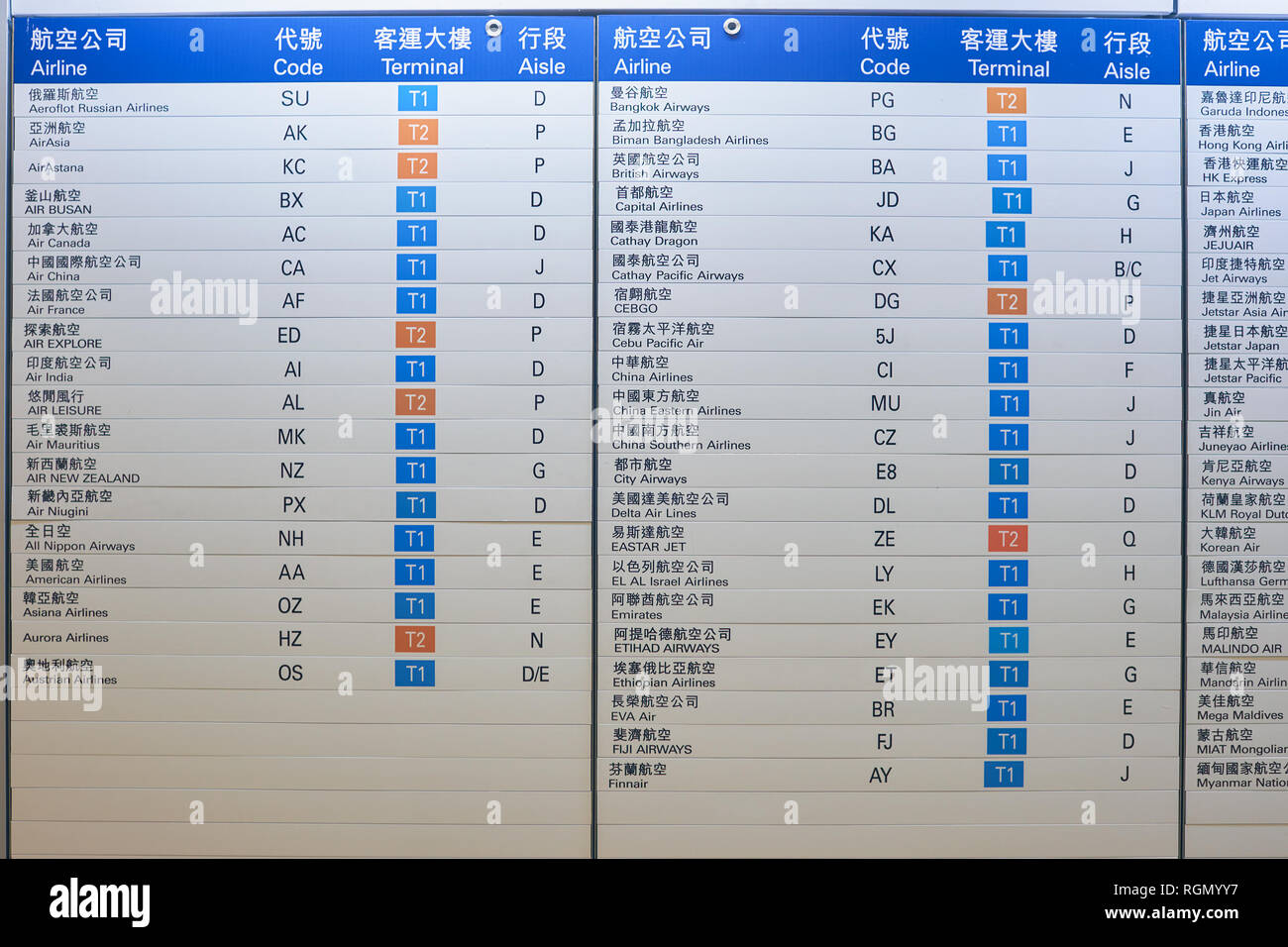 HONG KONG - CIRCA NOVEMBER, 2016: airlines codes at Hong Kong ...