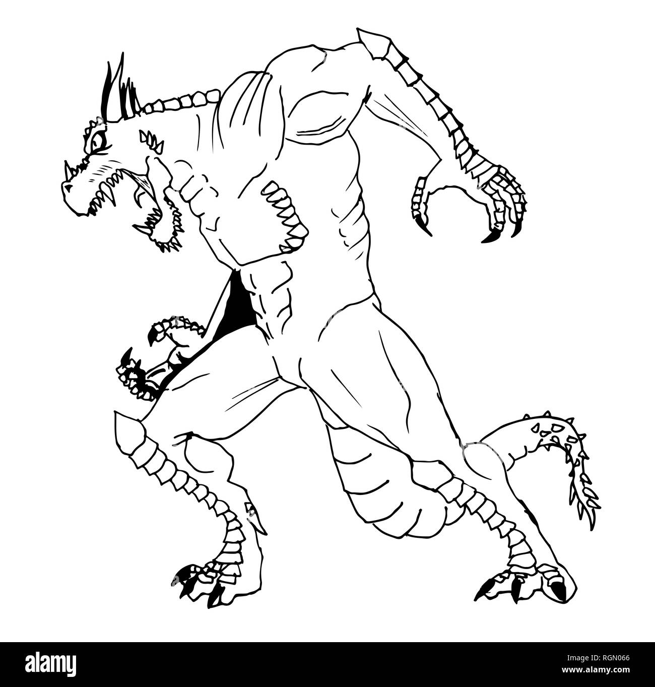 sketch of a reptile monster Stock Photo - Alamy
