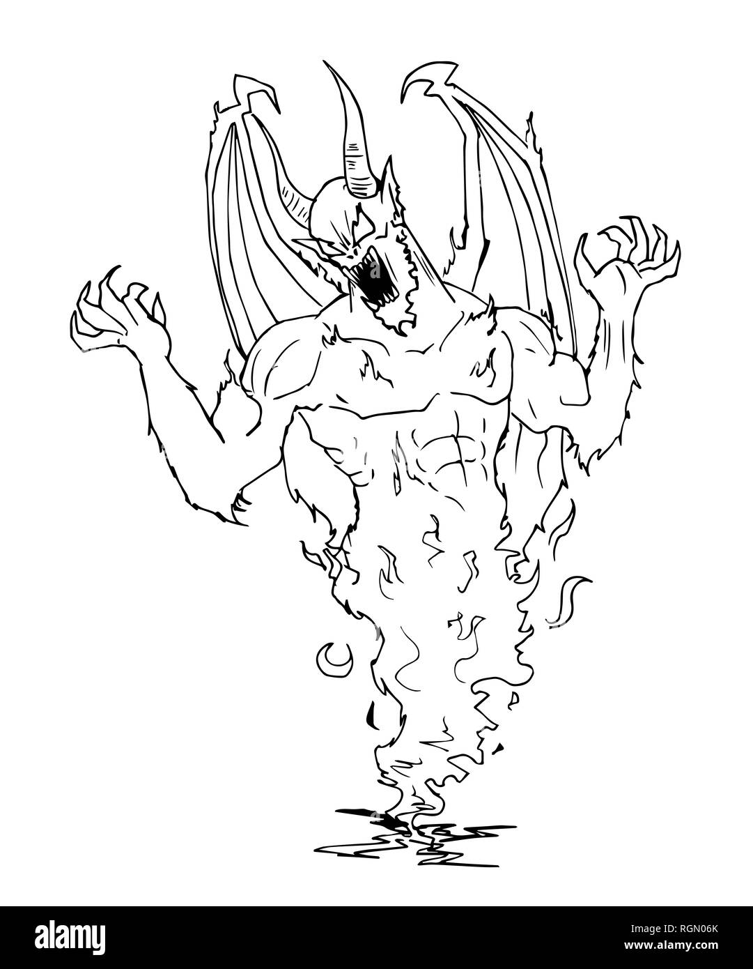 sketch of an evocation of a demon Stock Photo - Alamy