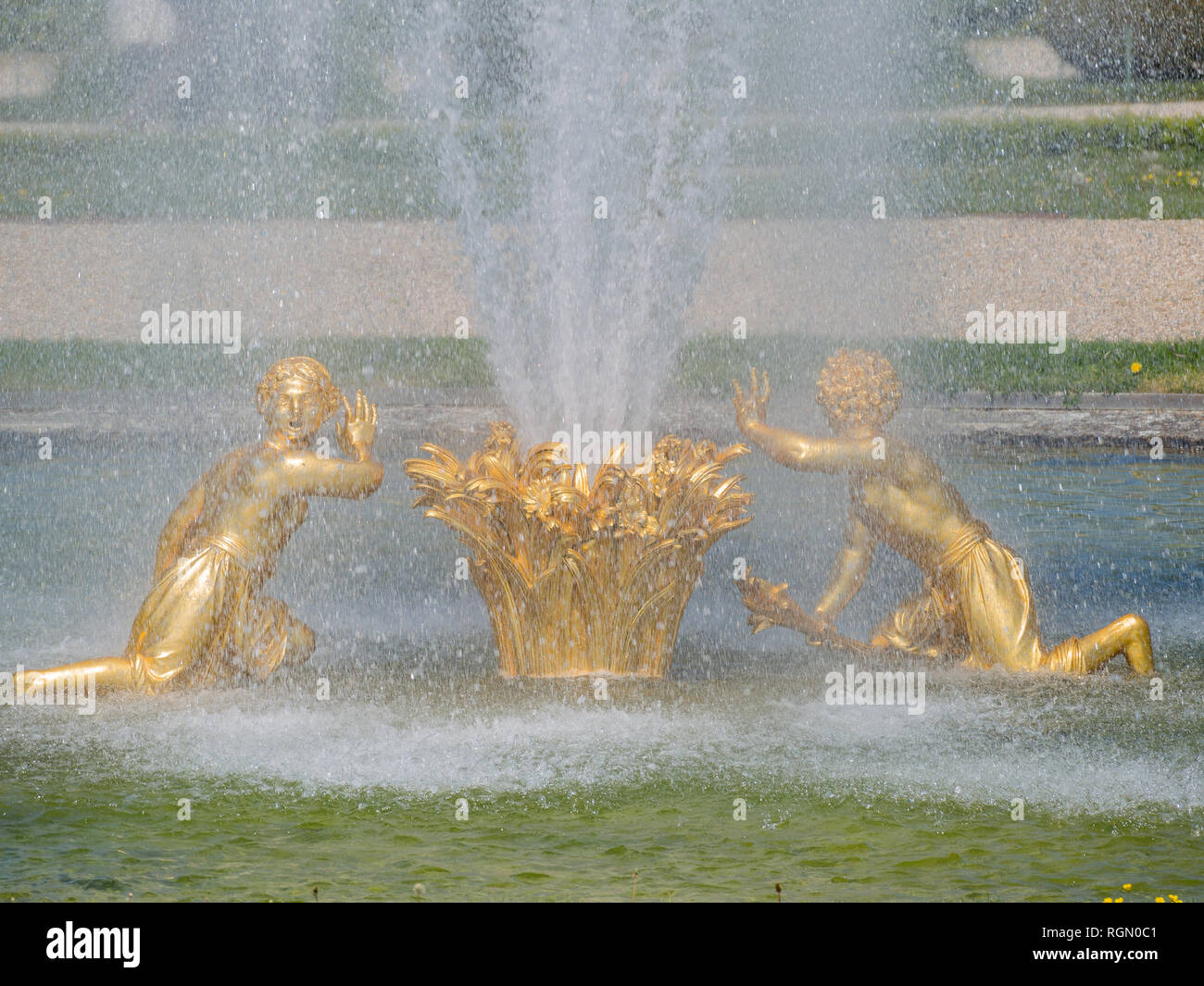 The beautiful garden, fountain of Place of Versailles at France Stock ...