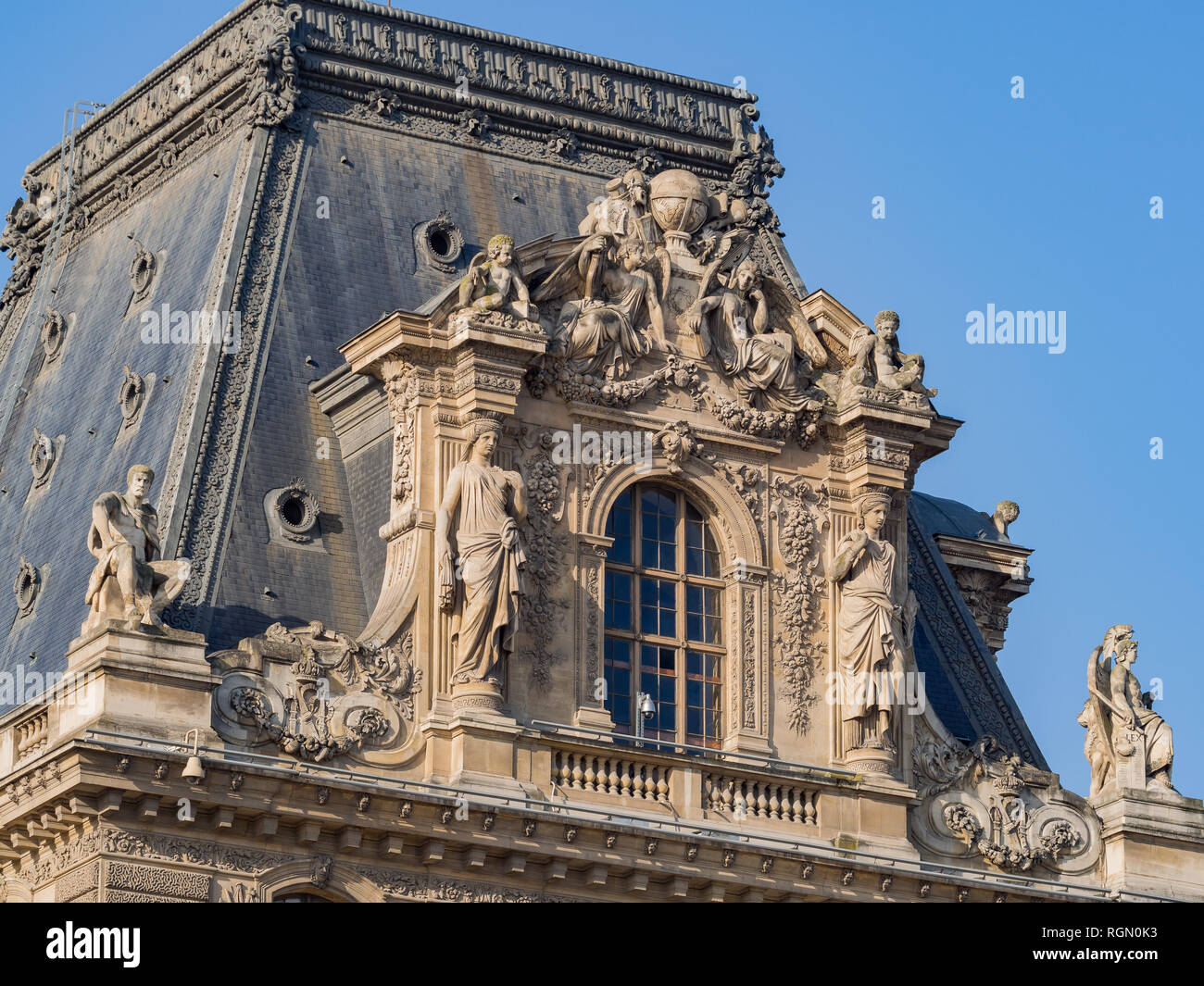 Exterior view of the famous Louvre Museum at Paris, France Stock Photo ...