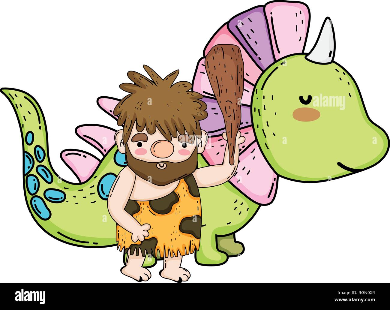 caveman with dinosaur characters Stock Vector Image & Art - Alamy