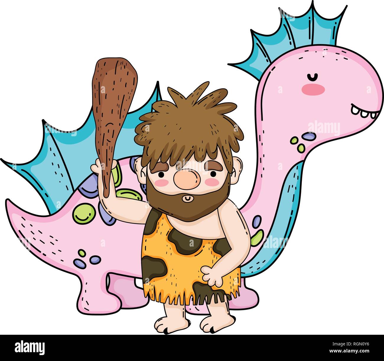 Cartoon caveman and dinosaur Stock Vector Images - Alamy