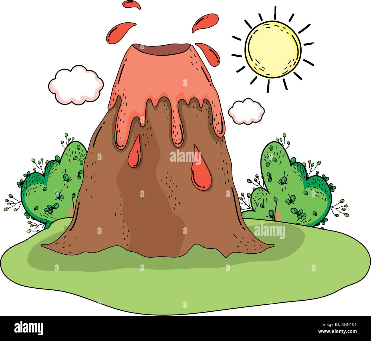volcano prehistoric landscape scene Stock Vector Image & Art - Alamy
