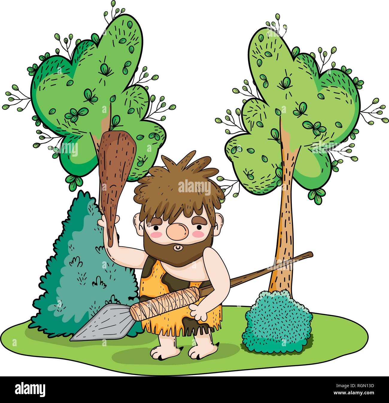 caveman comic in the landscape Stock Vector Image & Art - Alamy