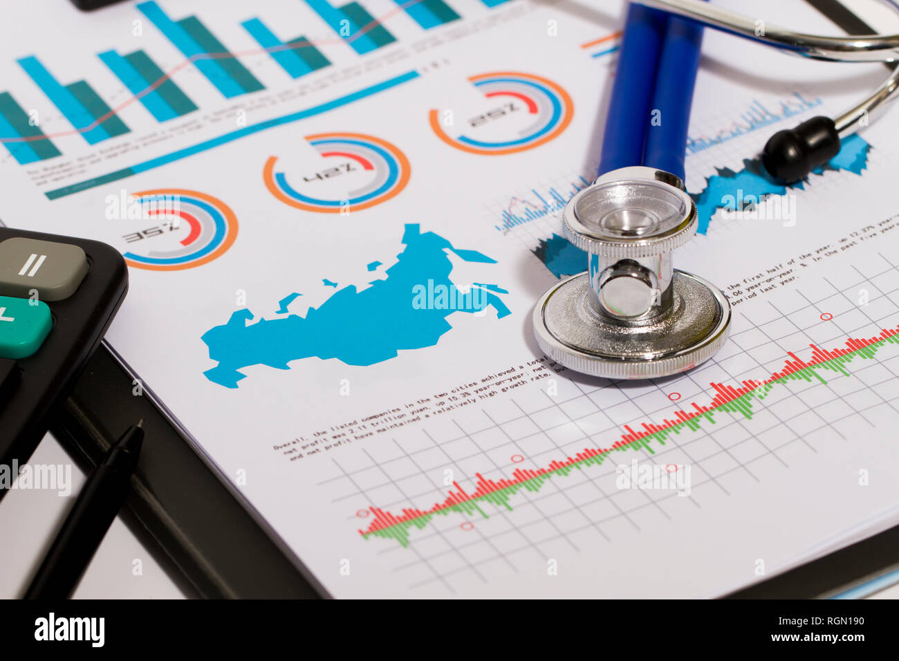 Russian Economic Chart and Interrogator Stock Photo - Alamy