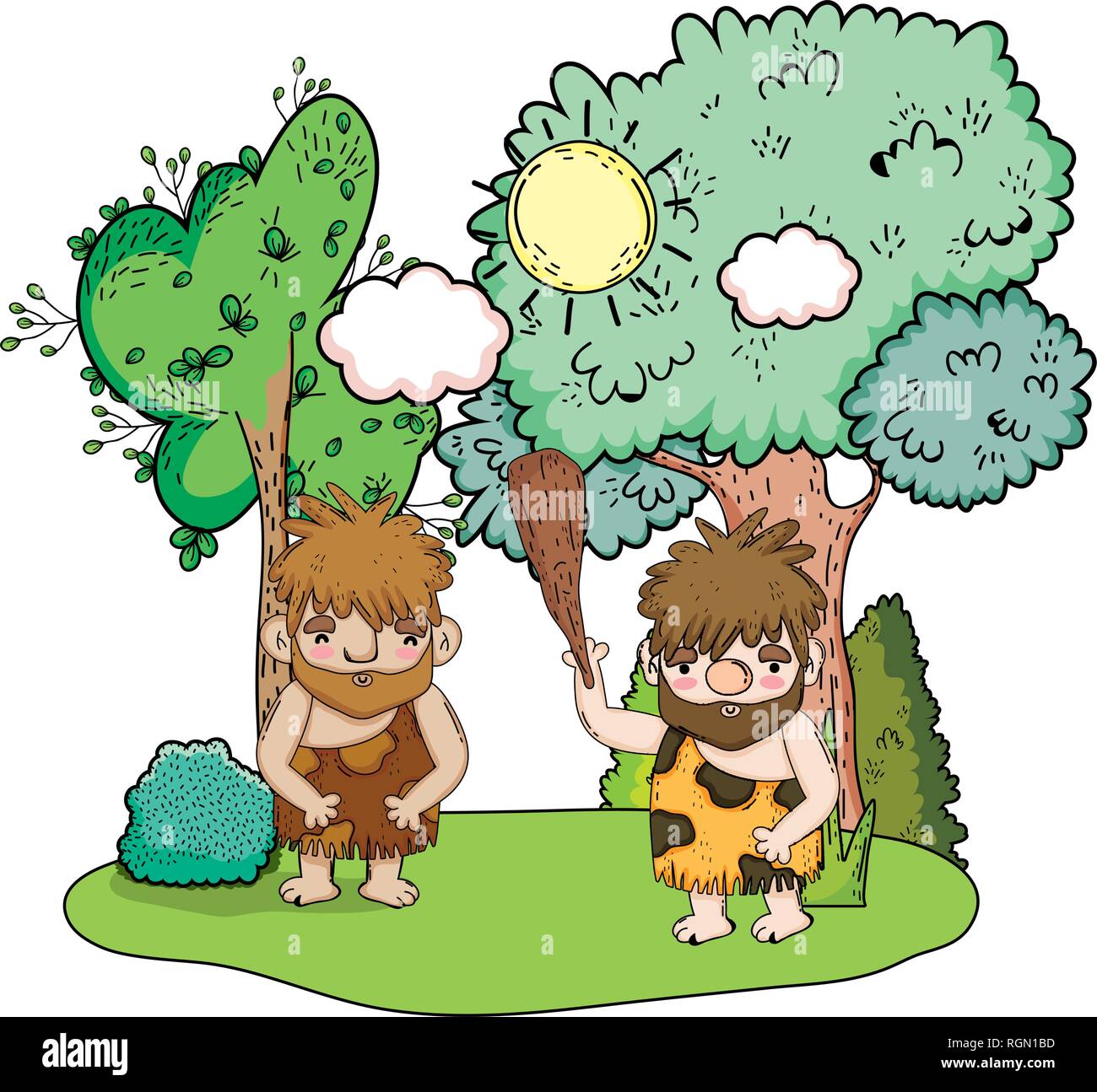 cavemen comic in the landscape Stock Vector Image & Art - Alamy