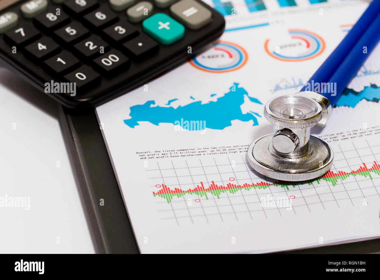 Russian Economic Chart and Interrogator Stock Photo - Alamy