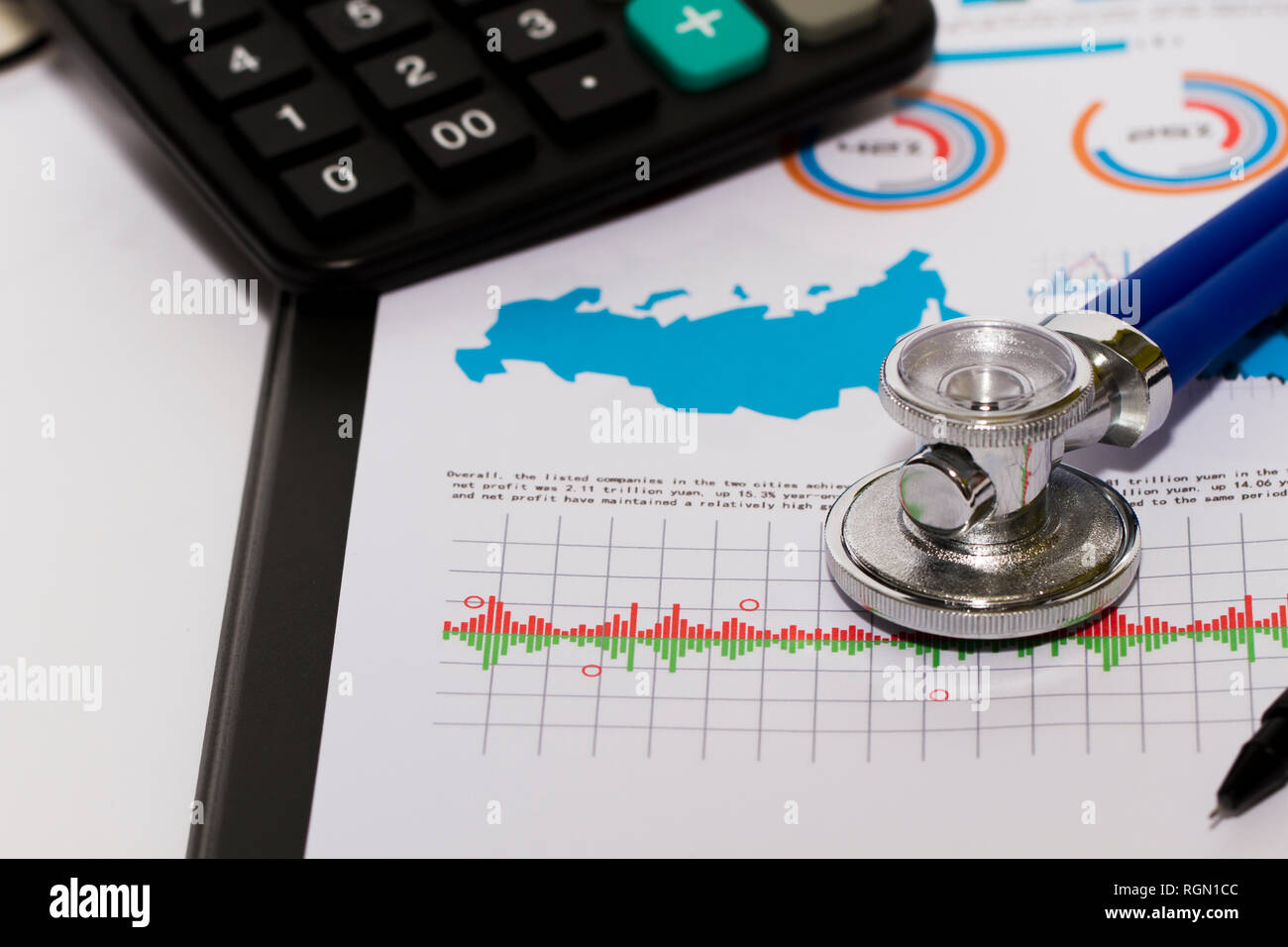 Russian Economic Chart and Interrogator Stock Photo - Alamy