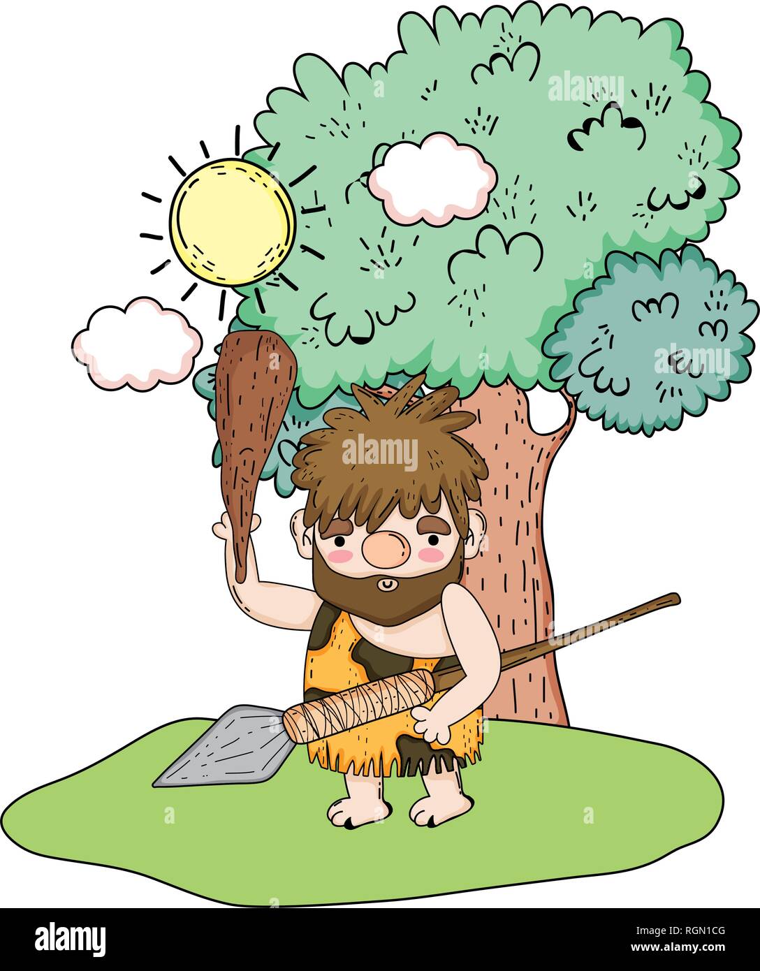 caveman comic in the landscape Stock Vector Image & Art - Alamy