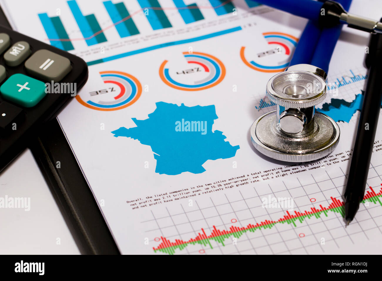 French Economic Chart and Interrogator Stock Photo - Alamy