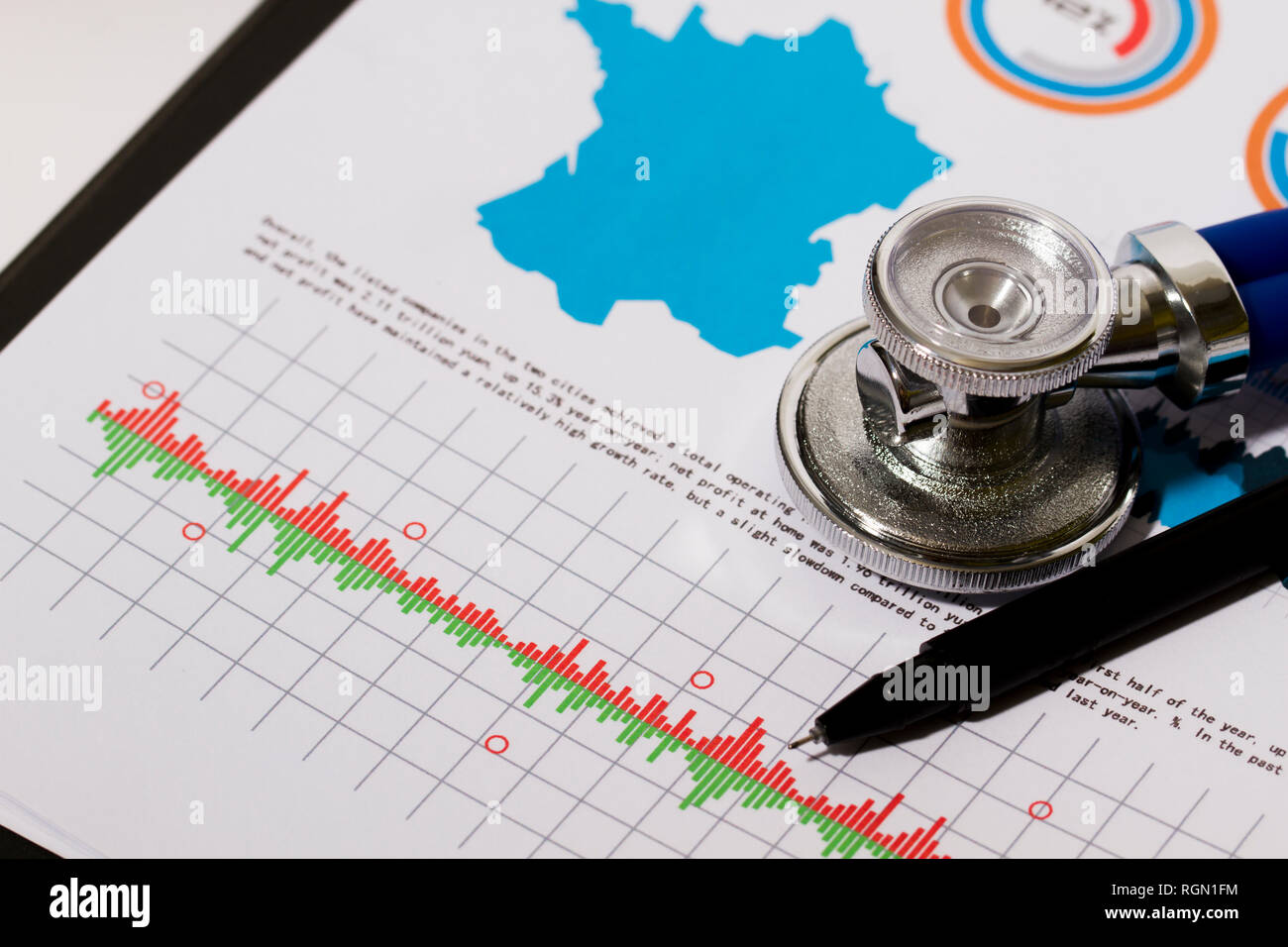 French Economic Chart and Interrogator Stock Photo - Alamy