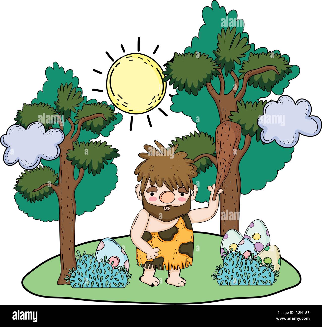 caveman comic in the landscape Stock Vector Image & Art - Alamy