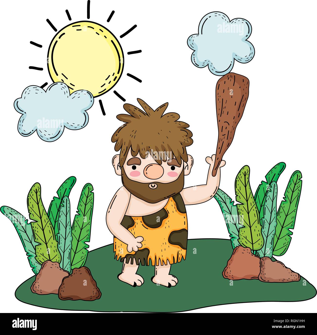 caveman comic in the landscape Stock Vector Image & Art - Alamy