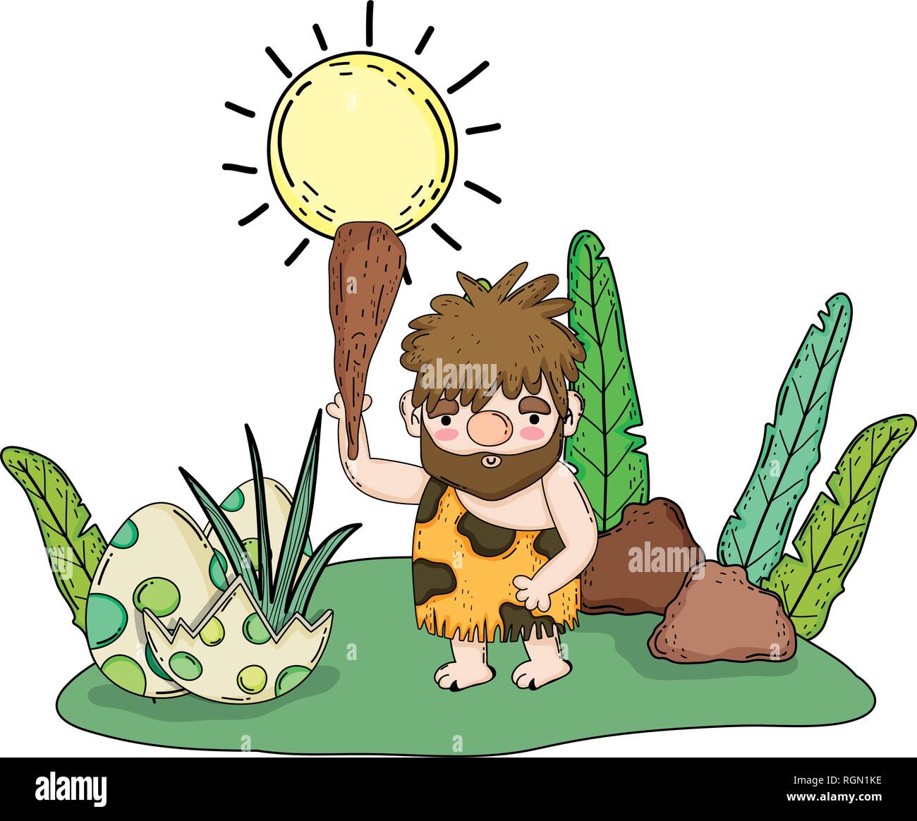 caveman comic in the landscape Stock Vector Image & Art - Alamy