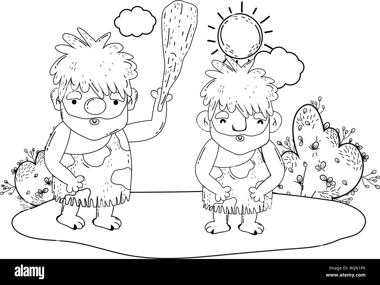 cavemen comic in the landscape Stock Vector Image & Art - Alamy