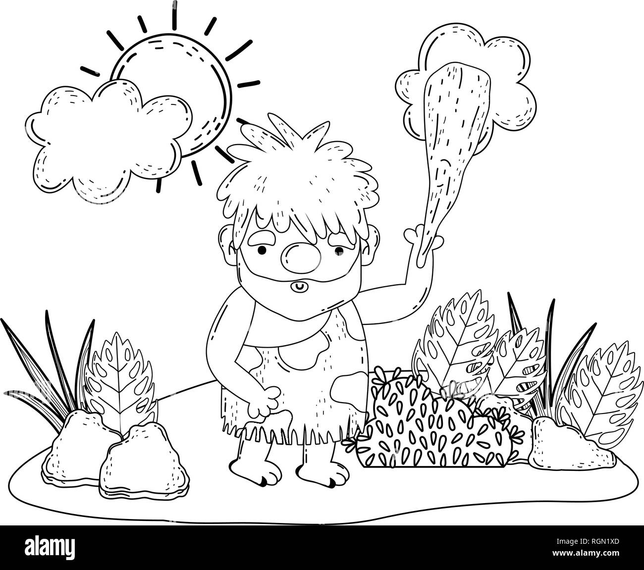 caveman comic in the landscape Stock Vector Image & Art - Alamy