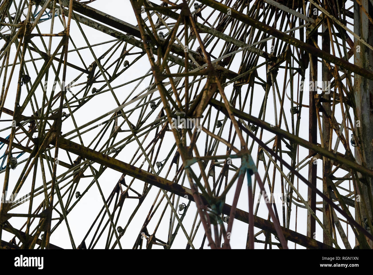 Architectural details of the metallic structure of a big ferris wheel ...