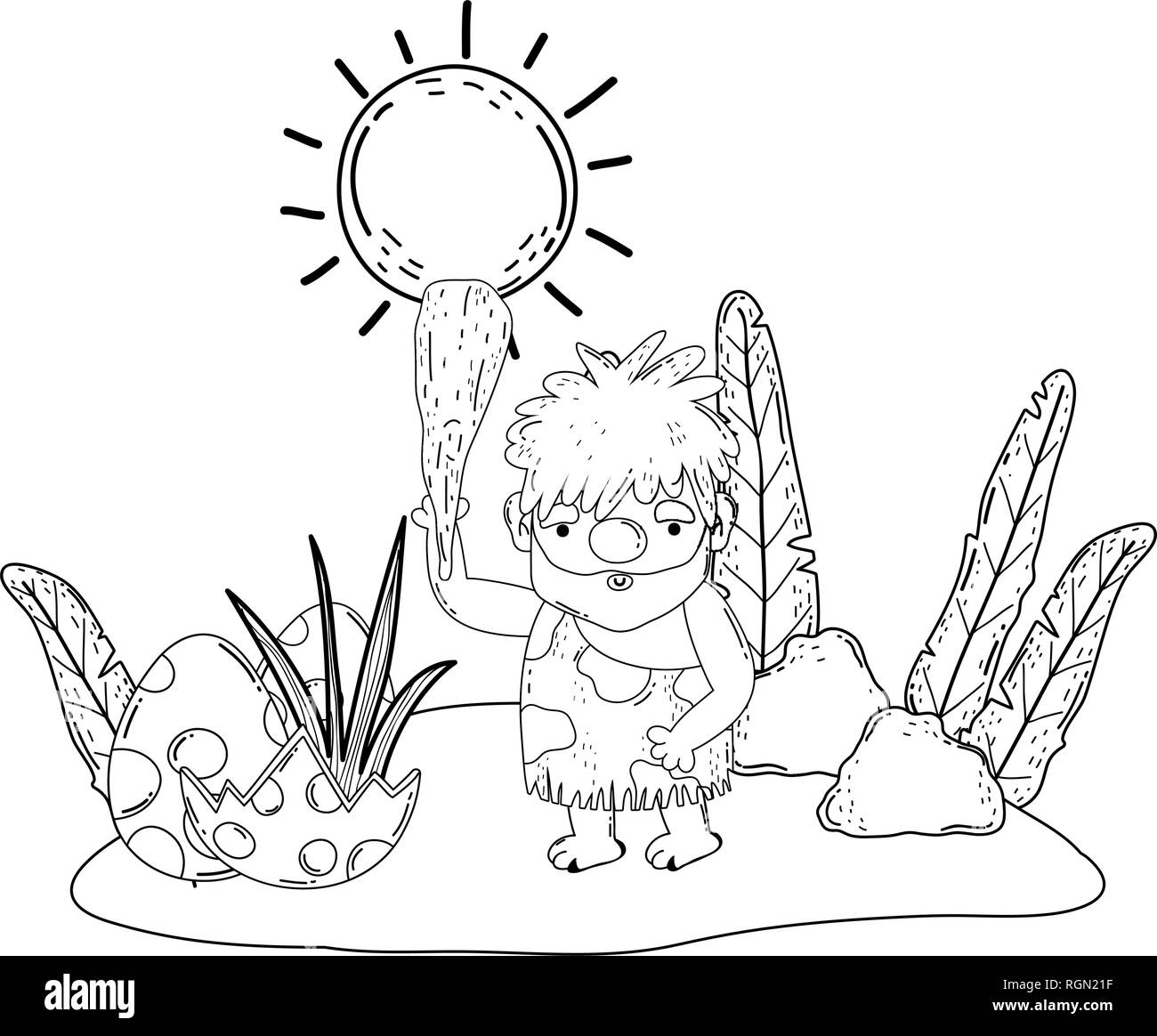 caveman comic in the landscape Stock Vector Image & Art - Alamy