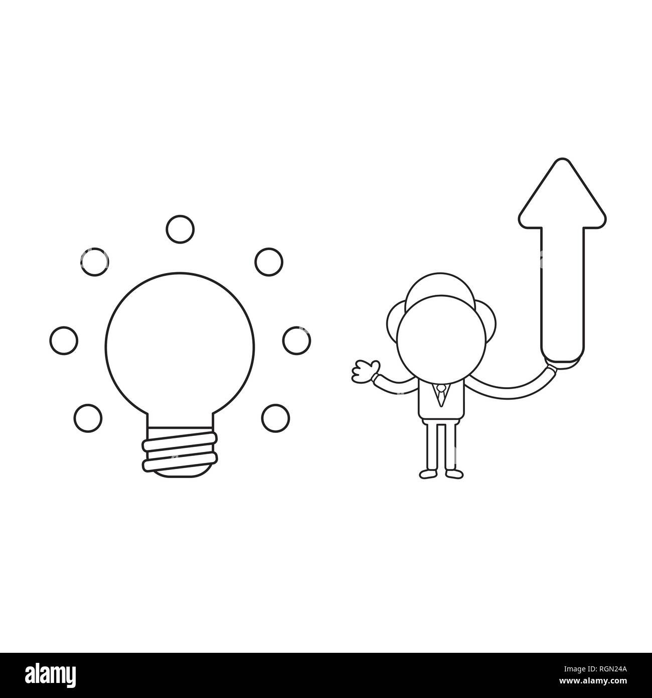 Vector illustration businessman character with glowing light bulb and ...