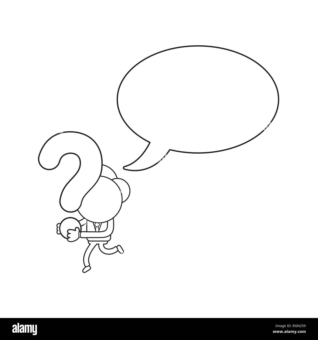 Vector illustration businessman character running and carrying question ...
