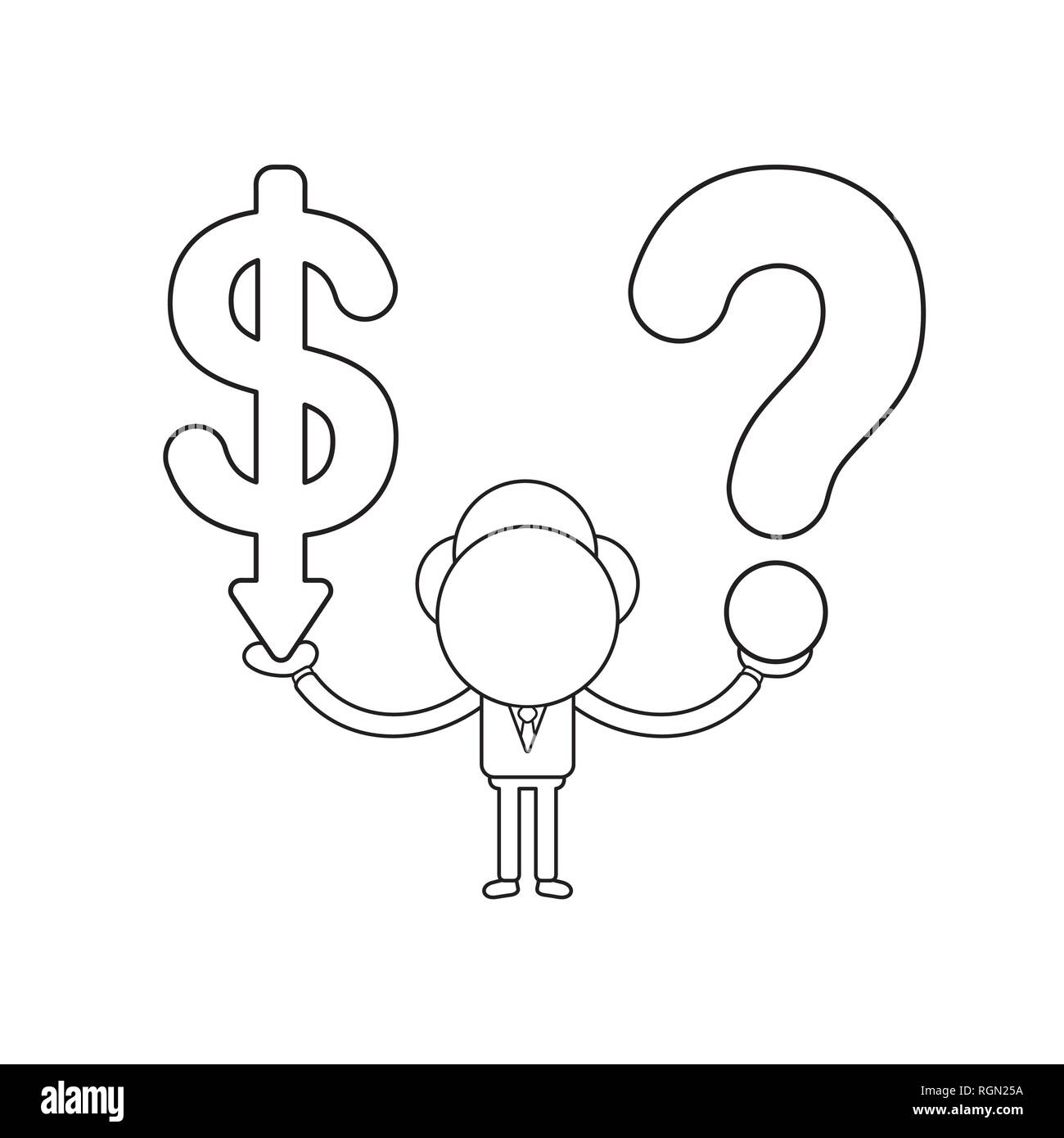 Vector illustration businessman character running and carrying question ...