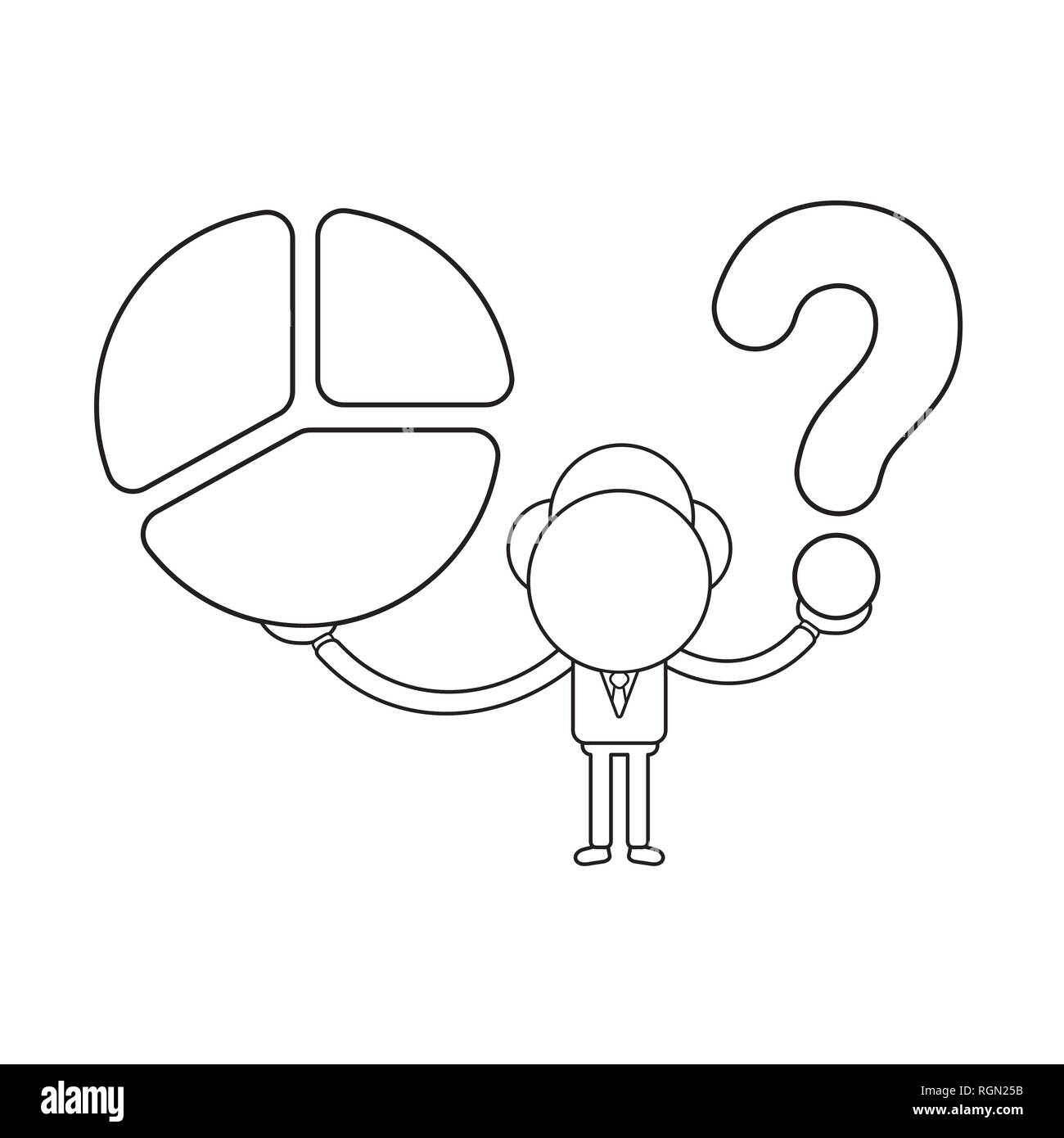 Vector illustration businessman character holding three parts diagram ...