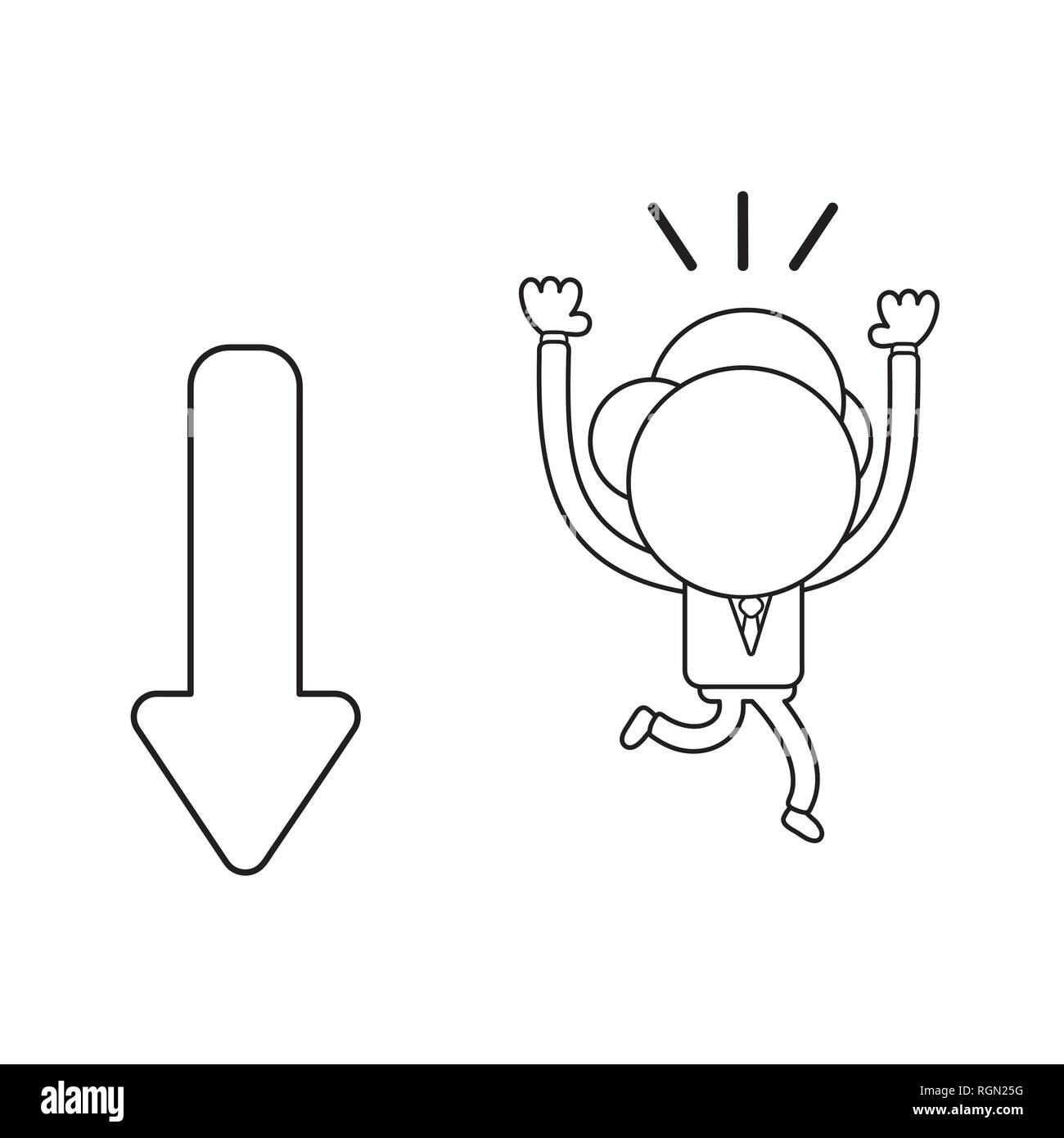 Vector illustration businessman character running away from arrow ...