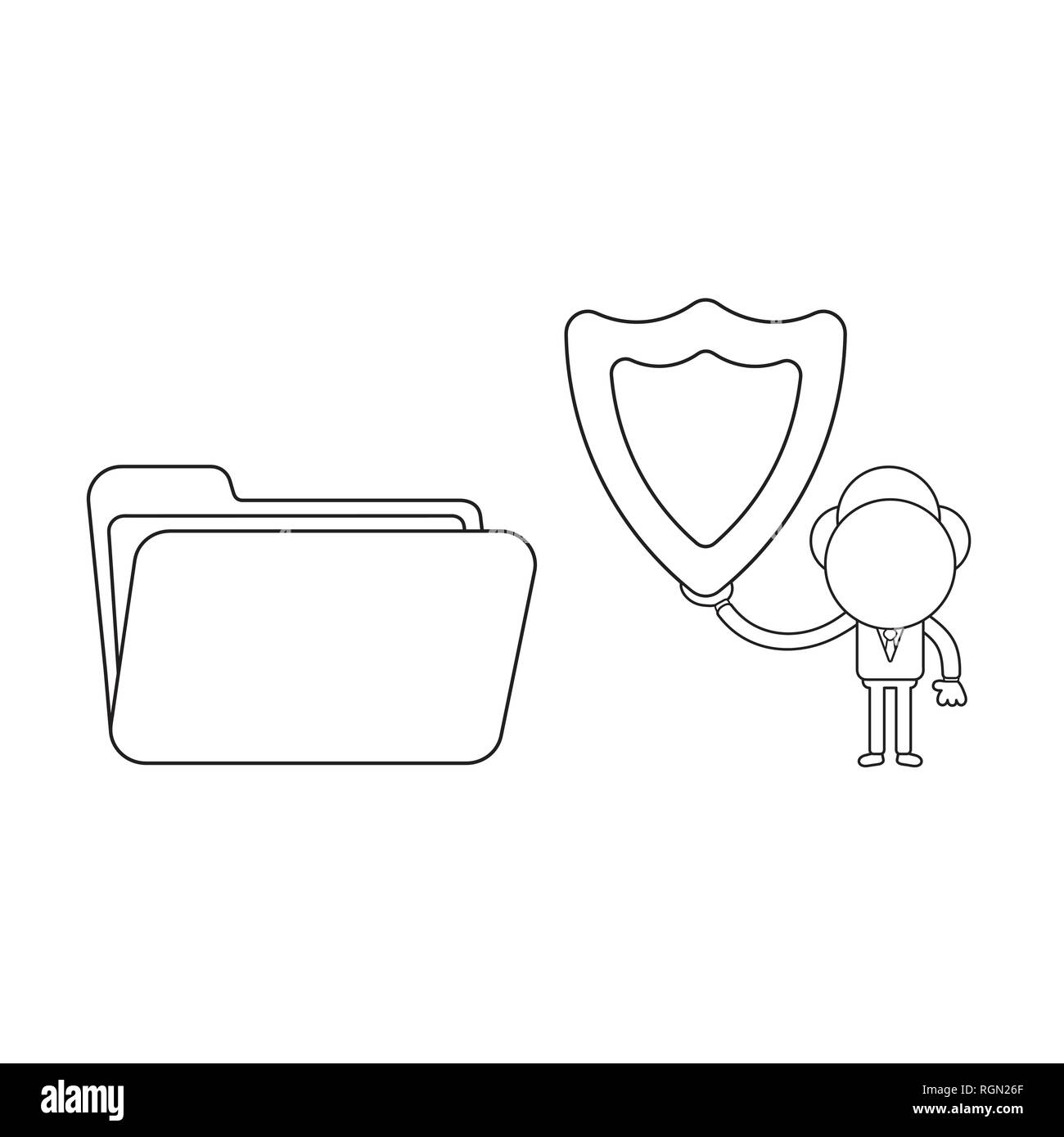 Vector illustration businessman character with open file folder and ...