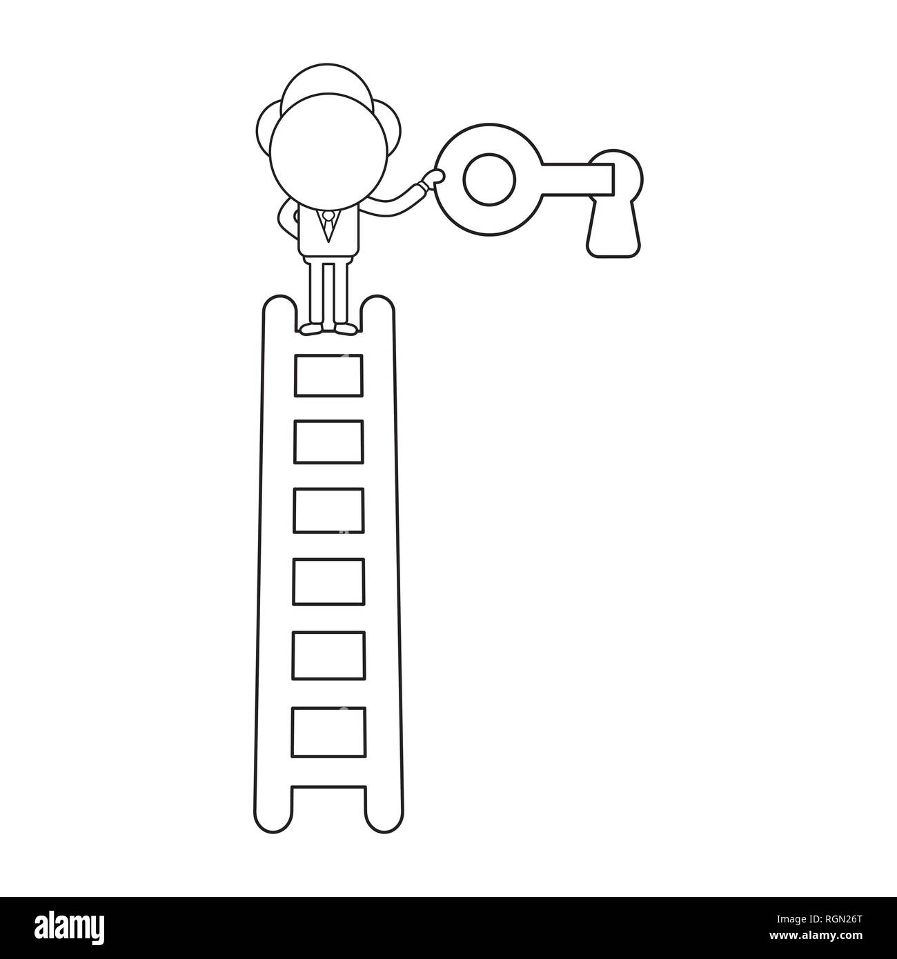 Vector illustration businessman character standing on top of wooden ...