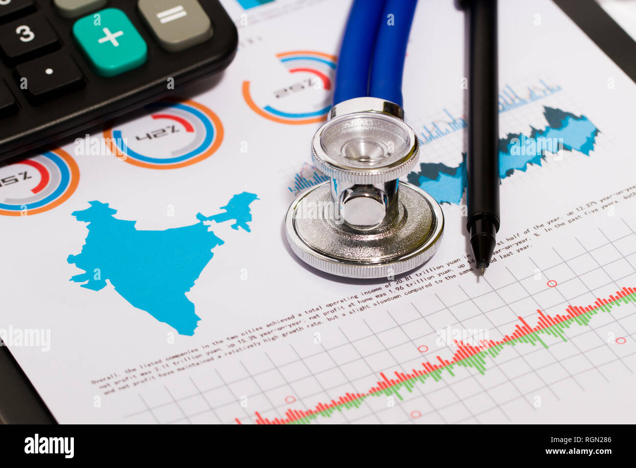 India Economic Chart and Interrogator Stock Photo - Alamy