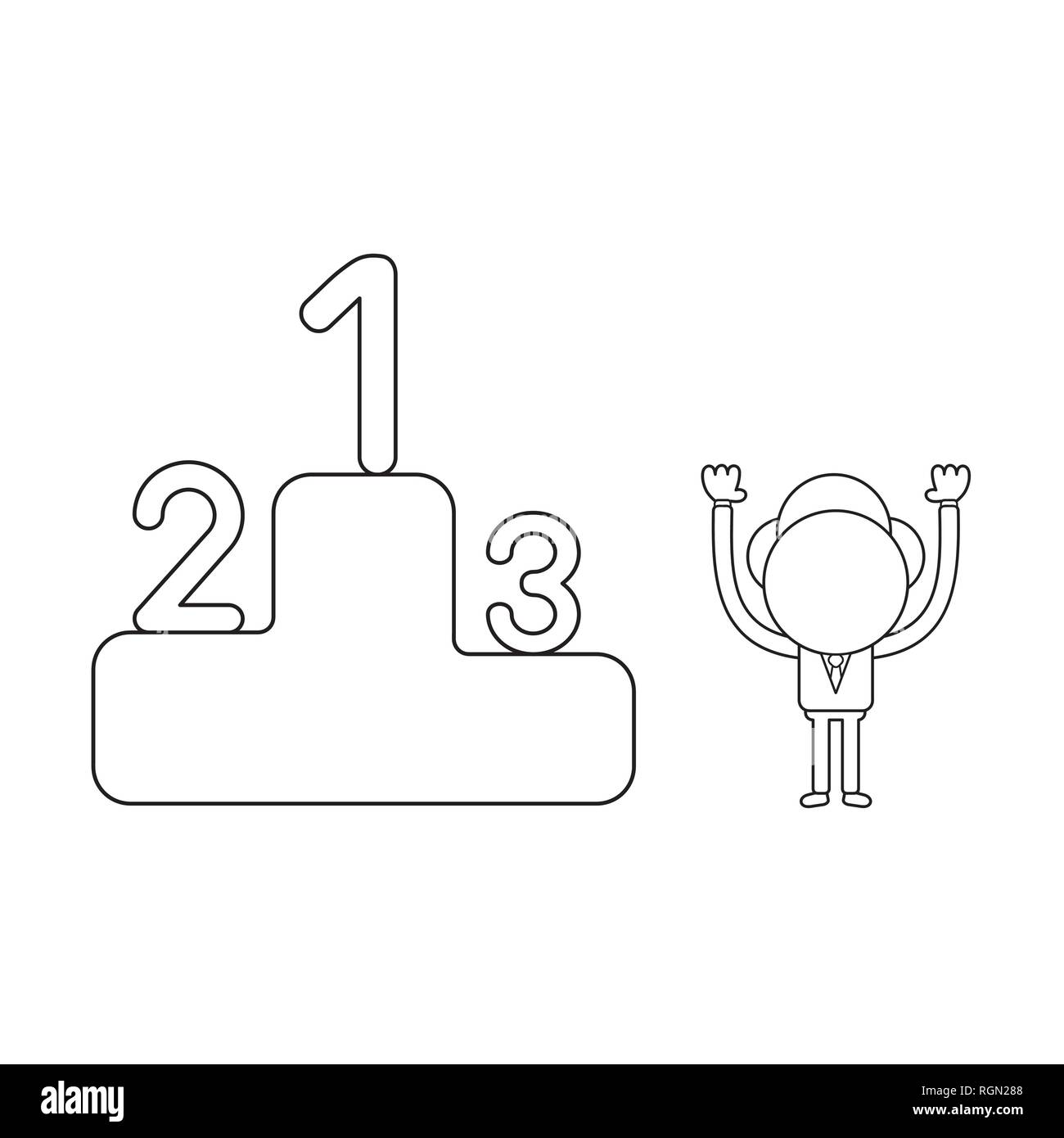 Vector illustration businessman character with first, second and third ...