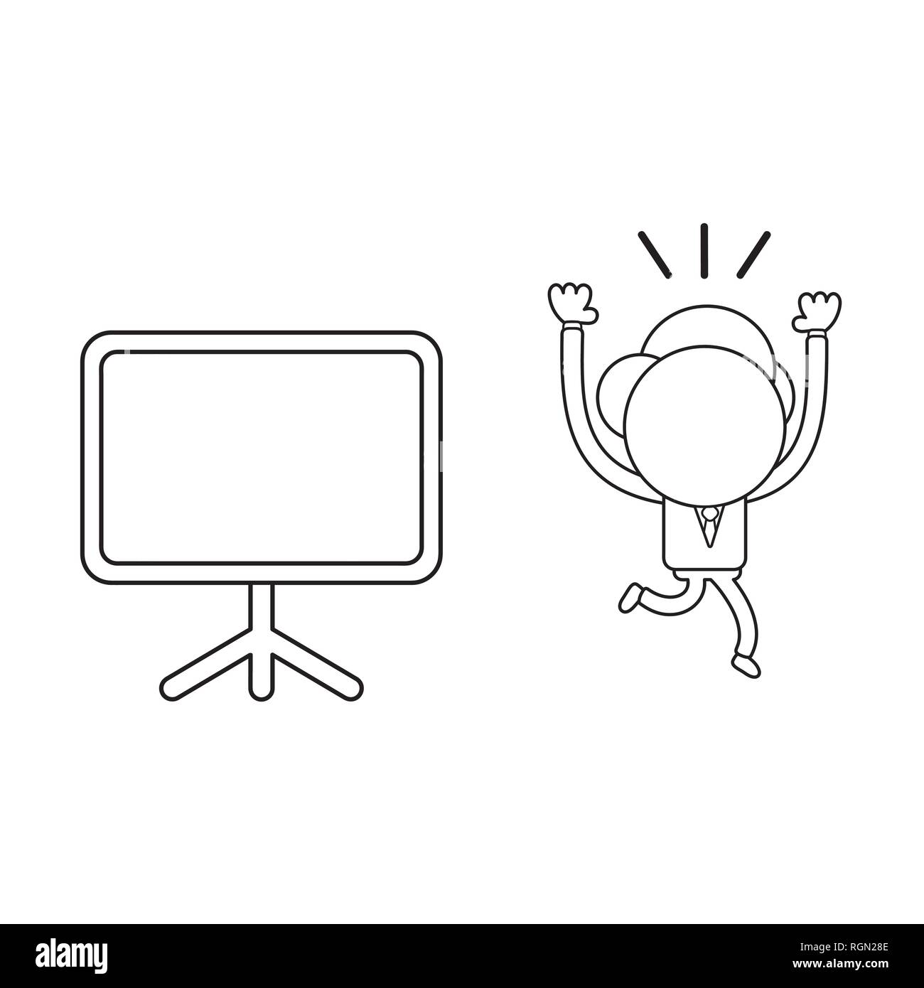 Vector illustration businessman character running away from blank ...
