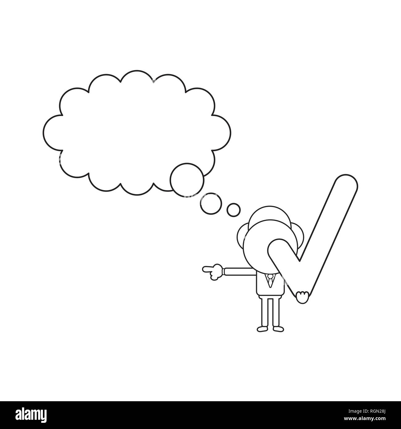 Vector illustration businessman character with blank thought bubble and ...
