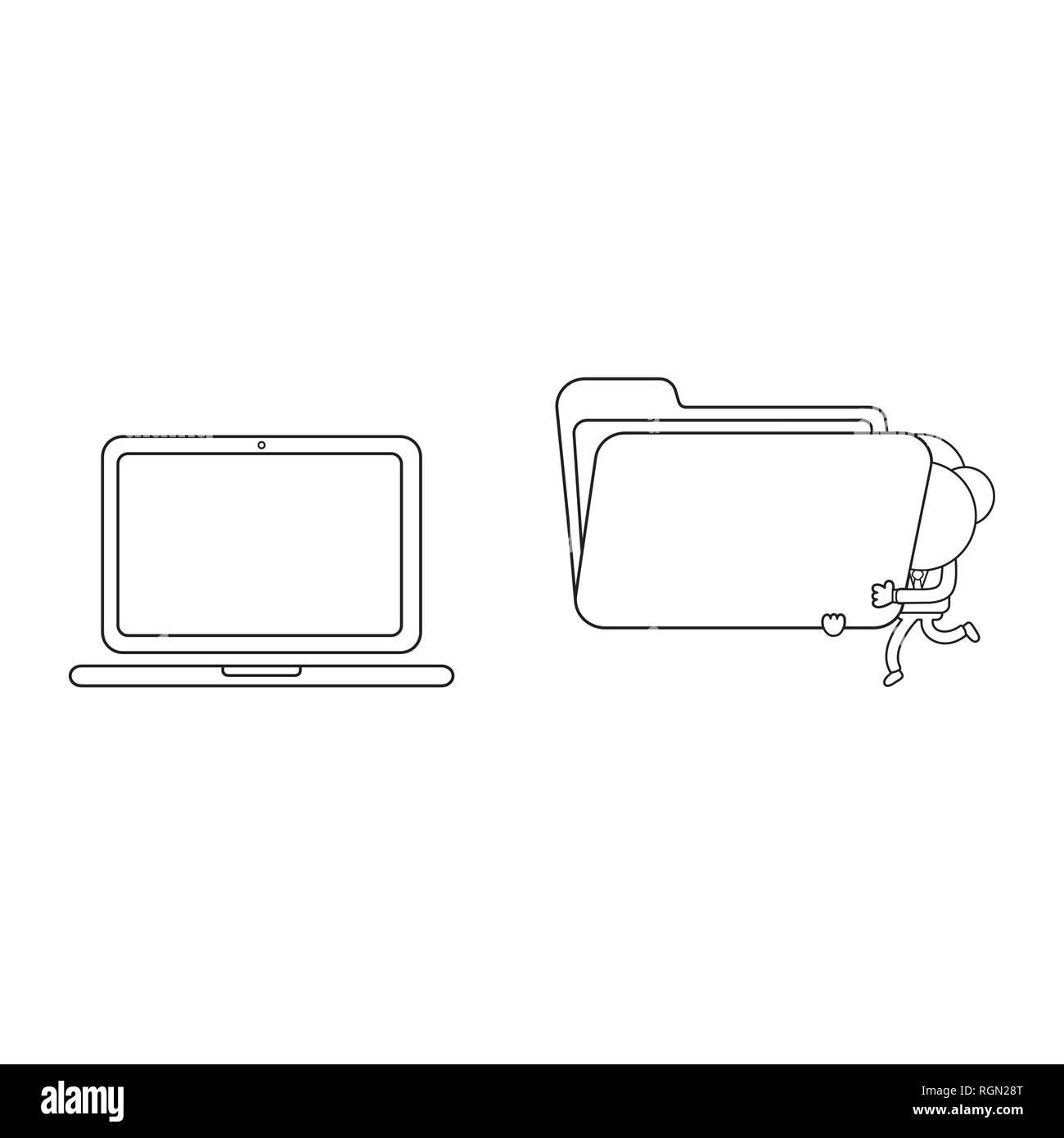 Vector illustration businessman character walking and carrying open ...