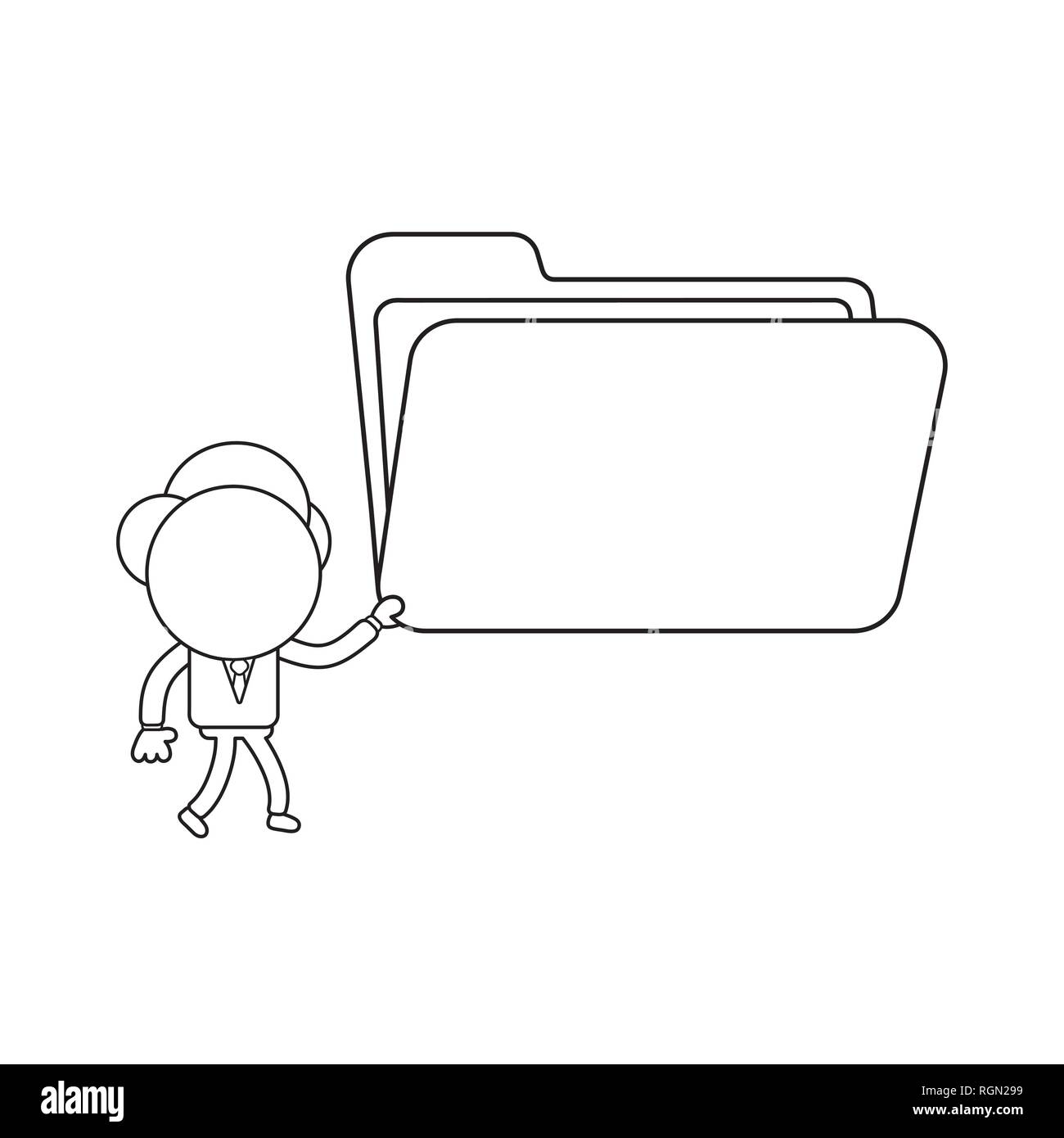 Vector illustration businessman character walking and holding open file ...