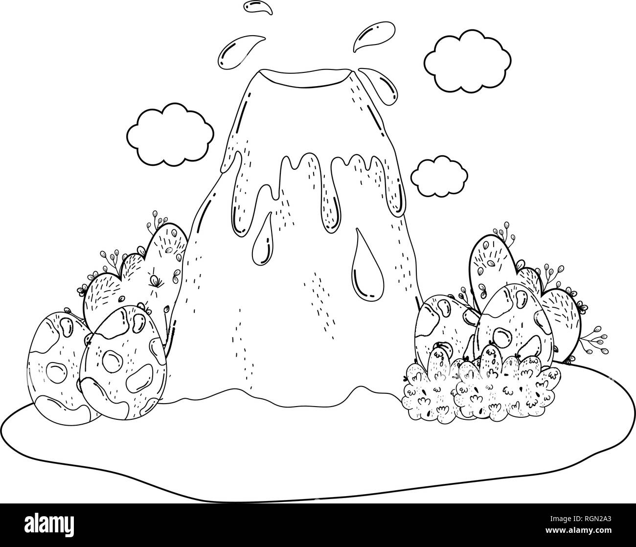Scene dinosaur volcano illustration Stock Vector Images - Alamy