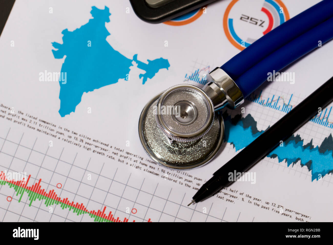 India Economic Chart and Interrogator Stock Photo - Alamy