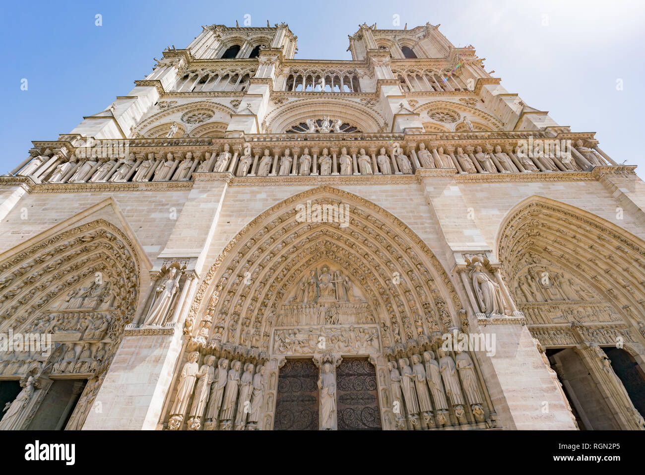 Exterior view of the famous Notre-Dame de Paris at Paris, France Stock ...